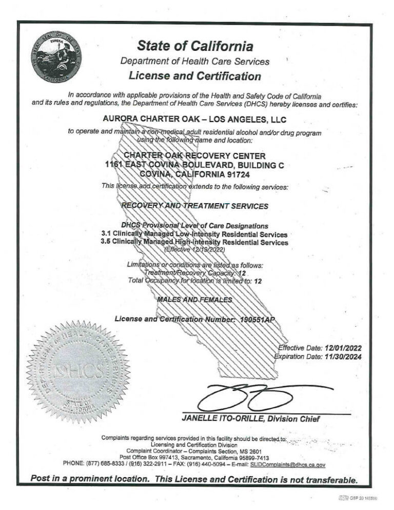 License Information - Charter Oak